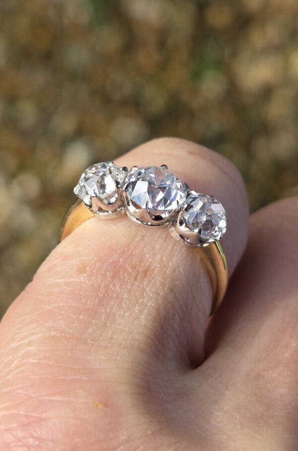 Simply incredible quality! 3ct Old Cut Diamond Trilogy ring. - Fine ...